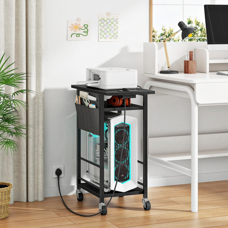 Fcbnposi 3-Tier Mobile Computer Tower Stand with Power Outlet | Wayfair ...