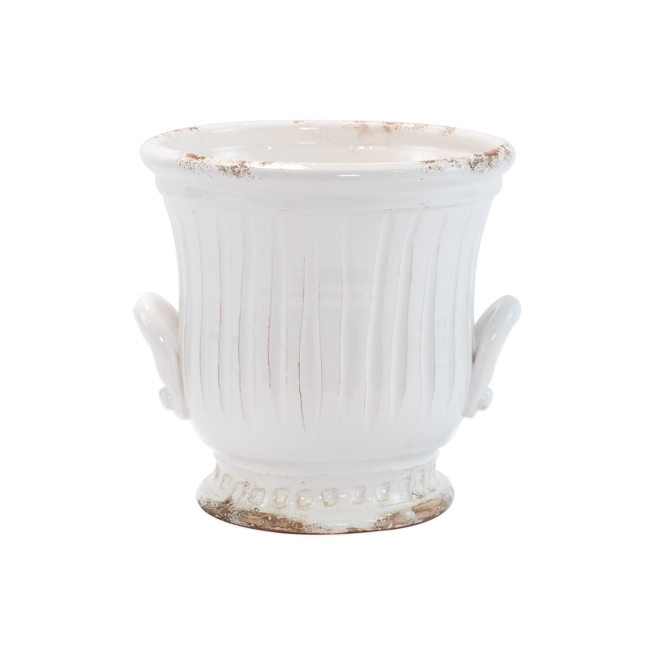 VIETRI Rustic Garden White Medium Handled Cachepot & Reviews | Perigold