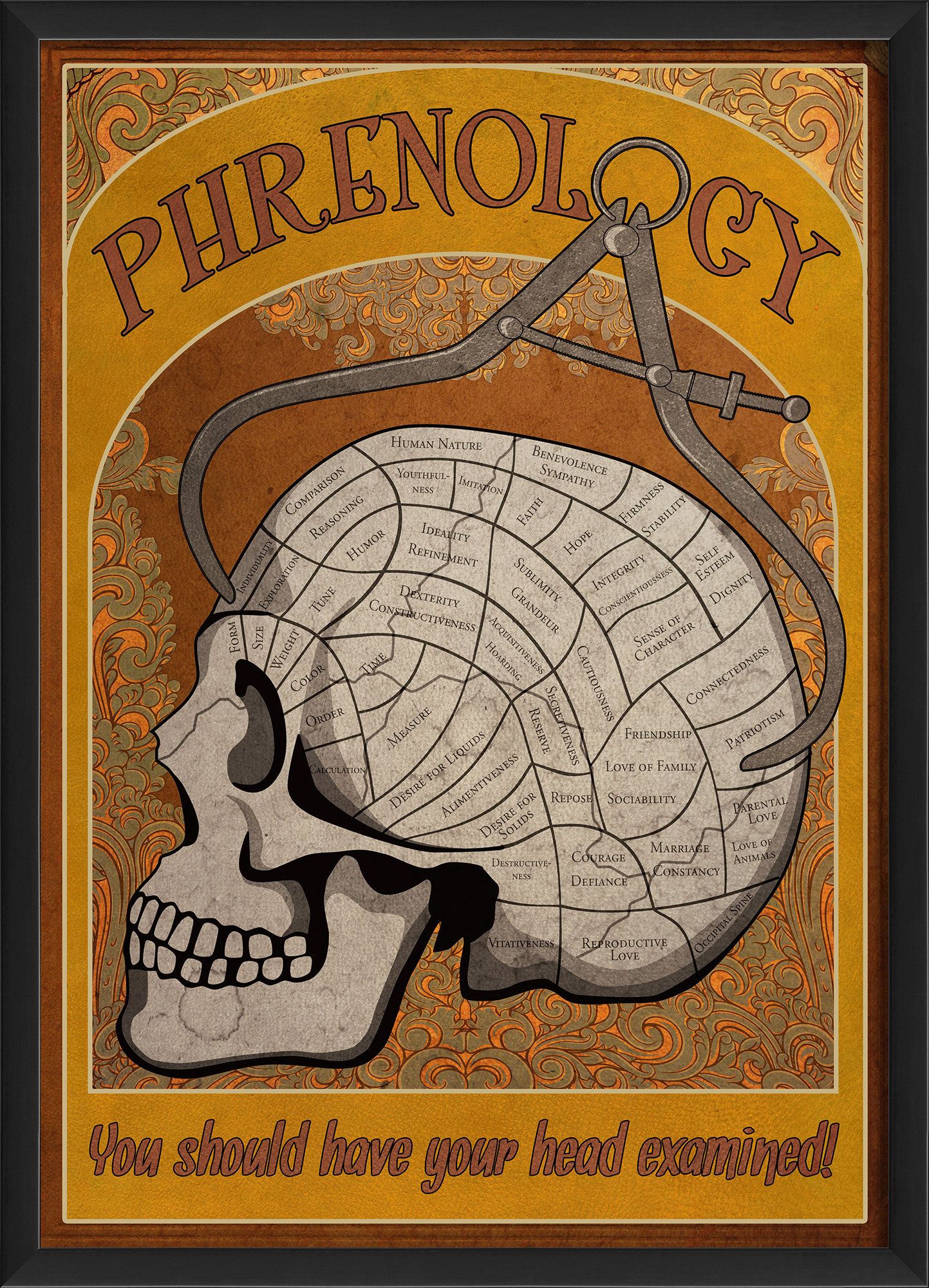The Artwork Factory Phrenology Poster Framed Vintage Advertisement ...