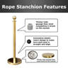 VIP Crowd Control Rope Stanchion (2 Gold Crown Top/Flat Base + 6' Pink ...