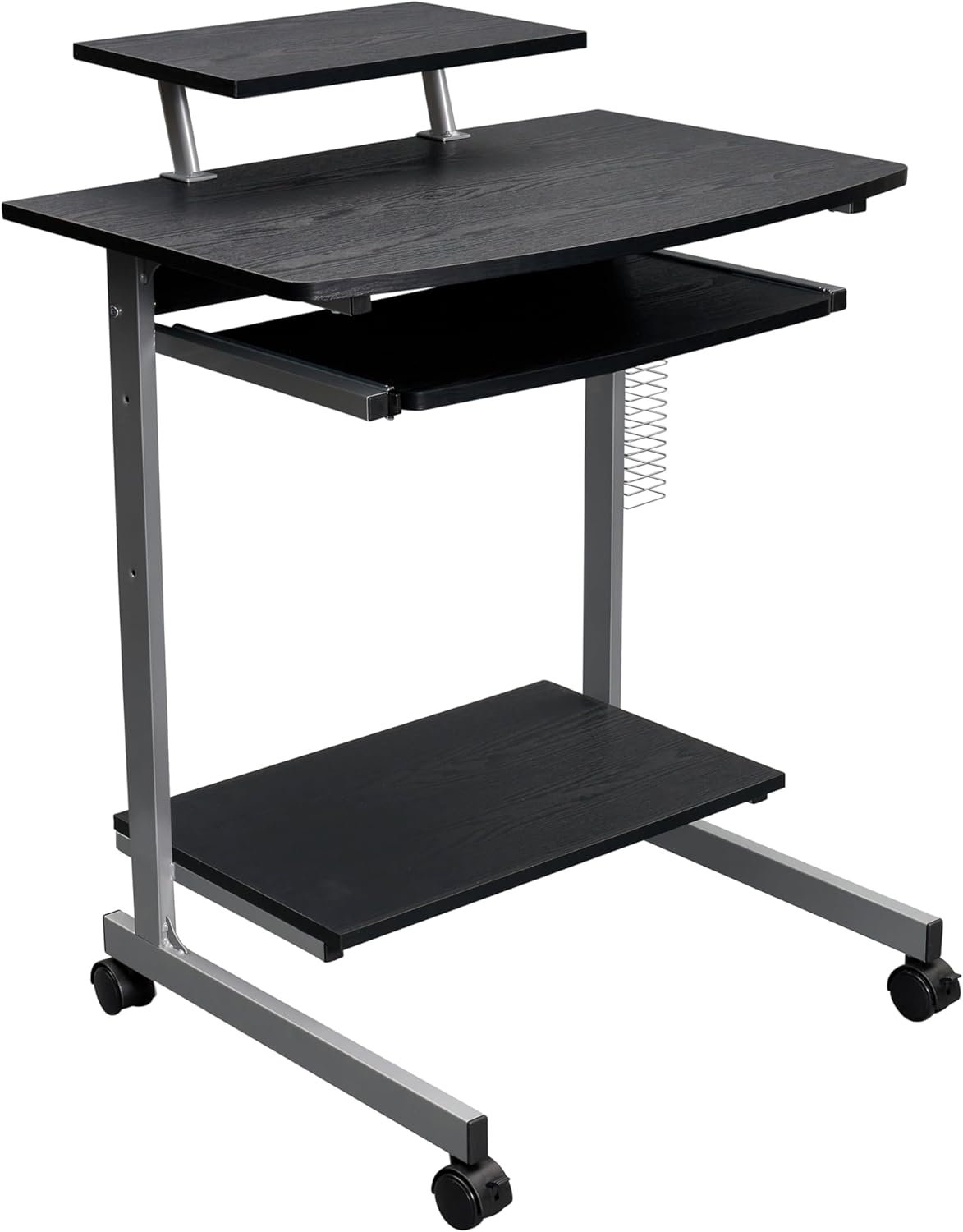 17 Stories Compact Computer Cart With Storage, Espresso | Wayfair