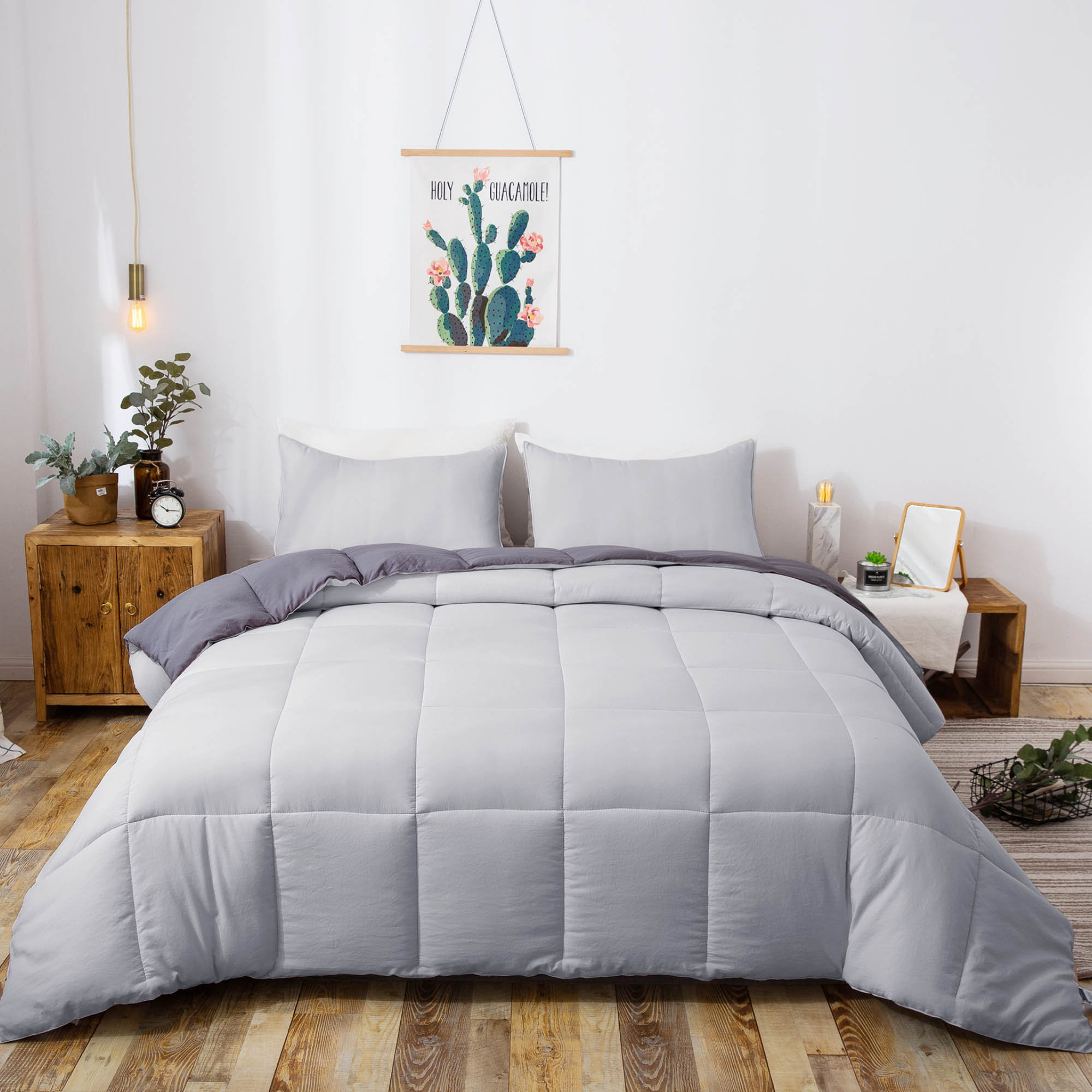 DOMDEC All Season Down Alternative Quilted Comforter Set-Reversible ...