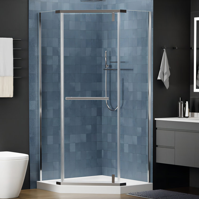 LONNI-STYLE 36 in. W x 72 in. H Neo Angle Pivot Semi Frameless Corner ...