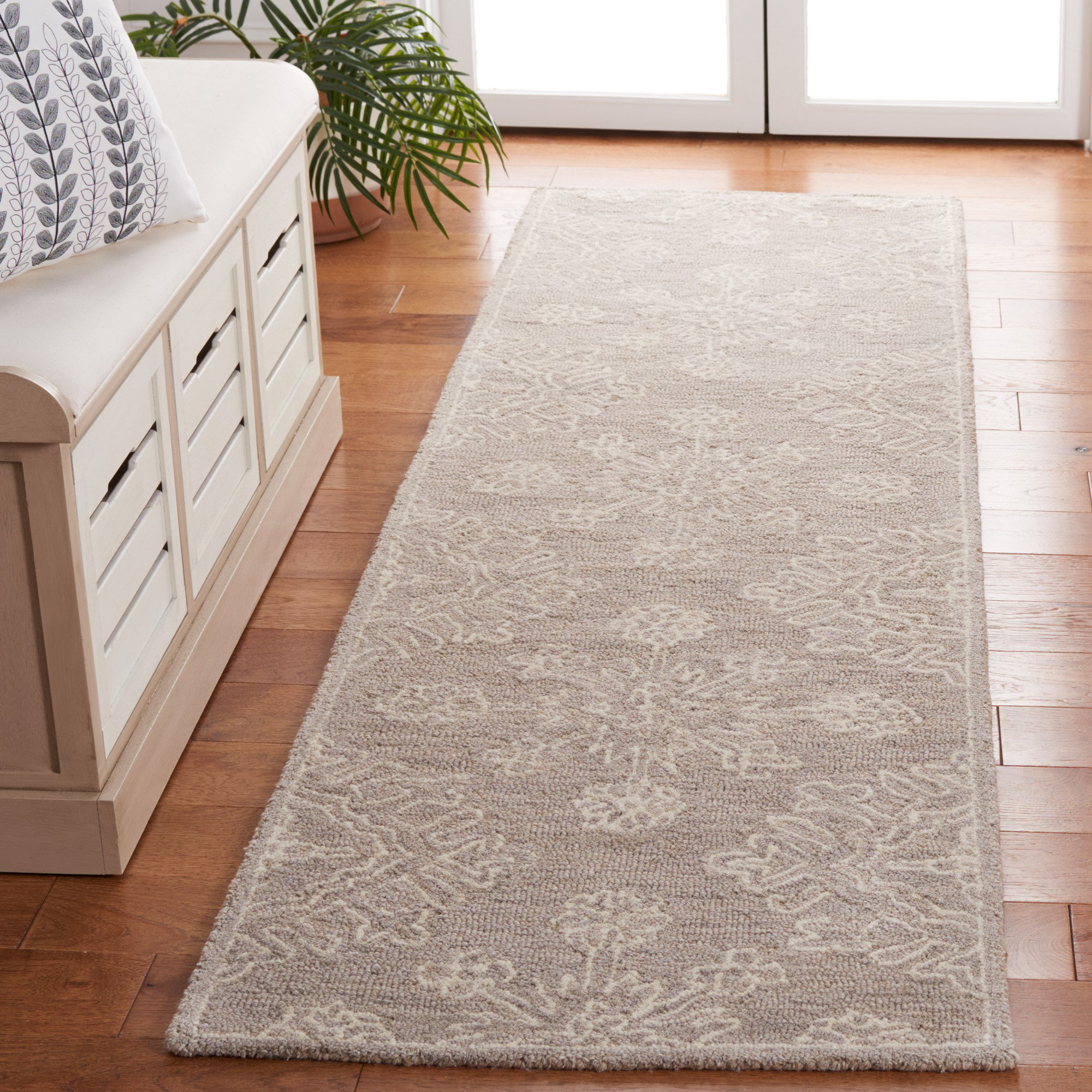 Dakota Fields Aerick Geometric Handmade Tufted Wool Light Beige Area ...