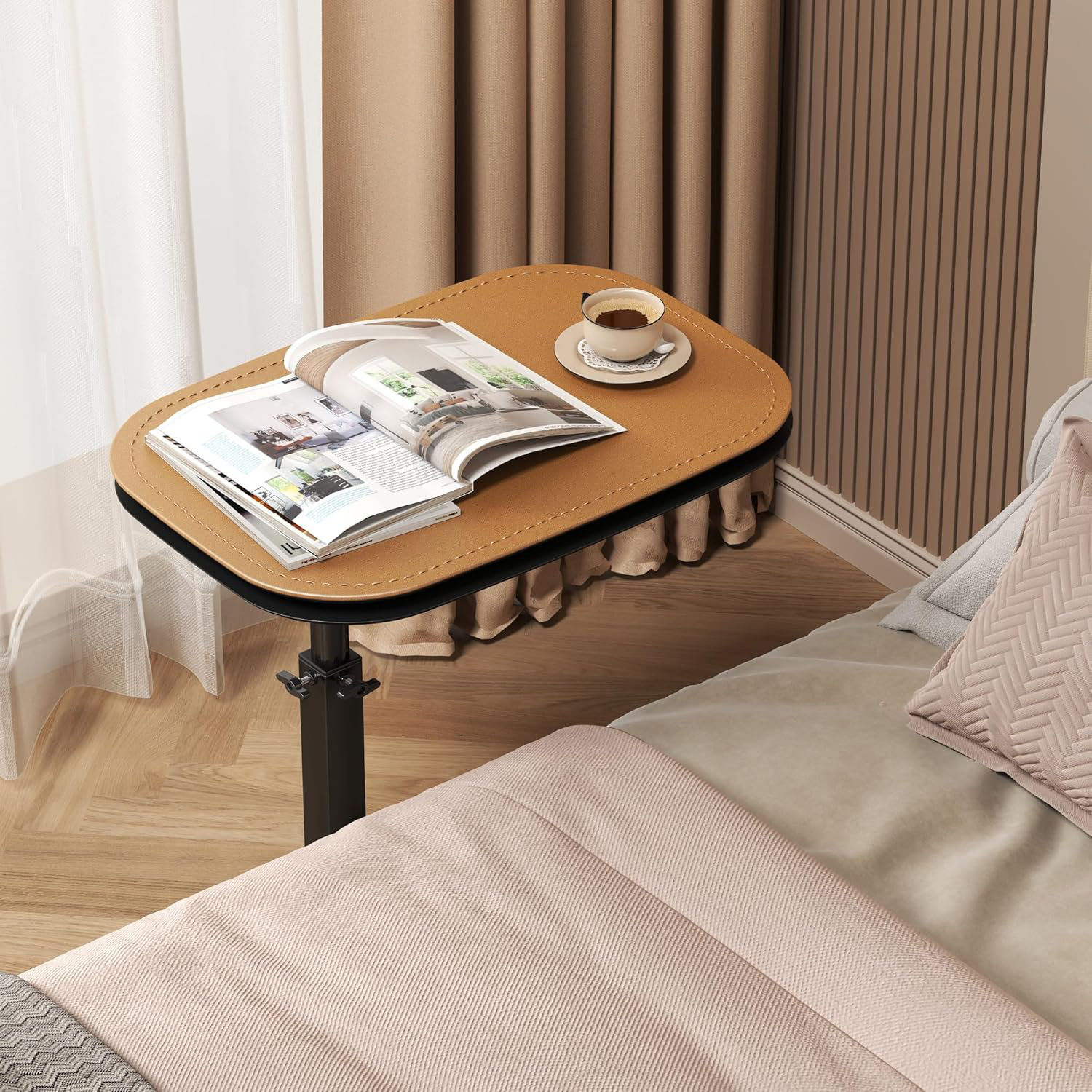 Inbox Zero Nyvia Adjustable Height C-Shaped Side Table With Double ...