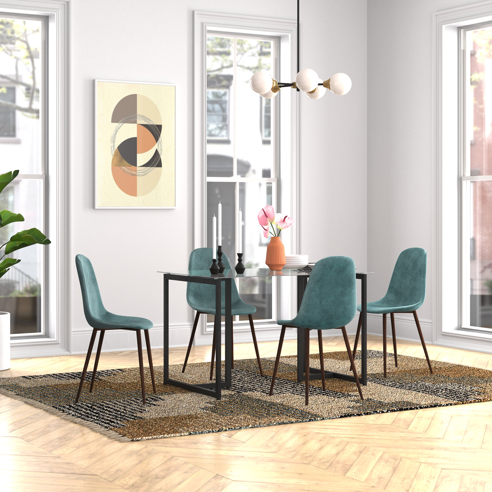Mercury Row Gillham 4 - Person Table Glass Dining Set & Reviews ...