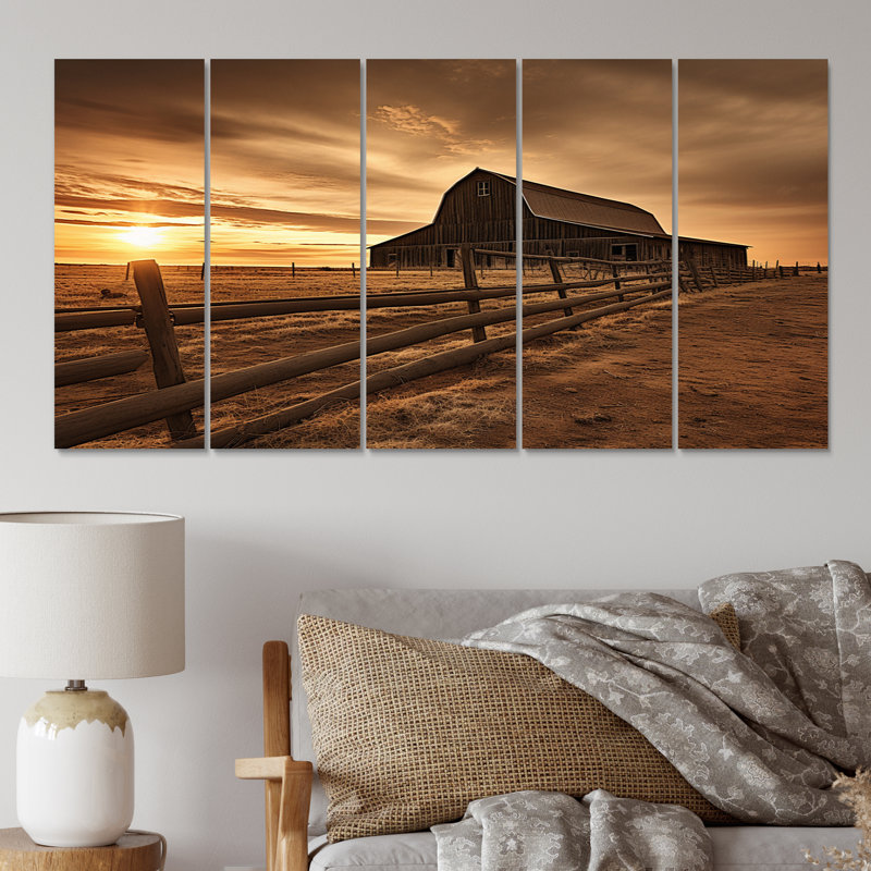 Gracie Oaks Barn Scenery At Dusk II On Canvas 5 Pieces Print | Wayfair