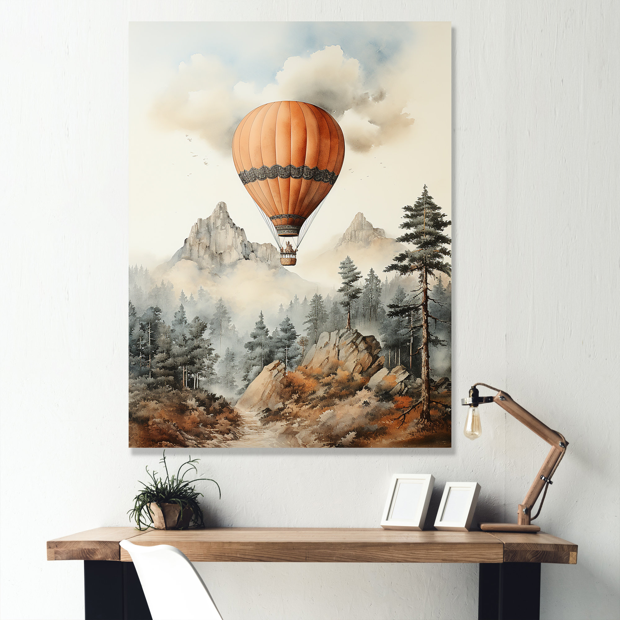 George Oliver A Classic Art Study of a Hot Air Balloon in Flight ...