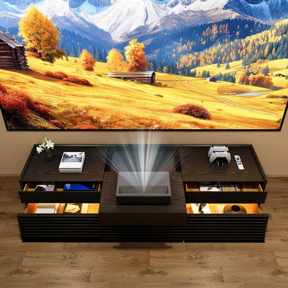 POVISON 78" Modern Electric Ultra-Short Throw Projector Cabinet With ...