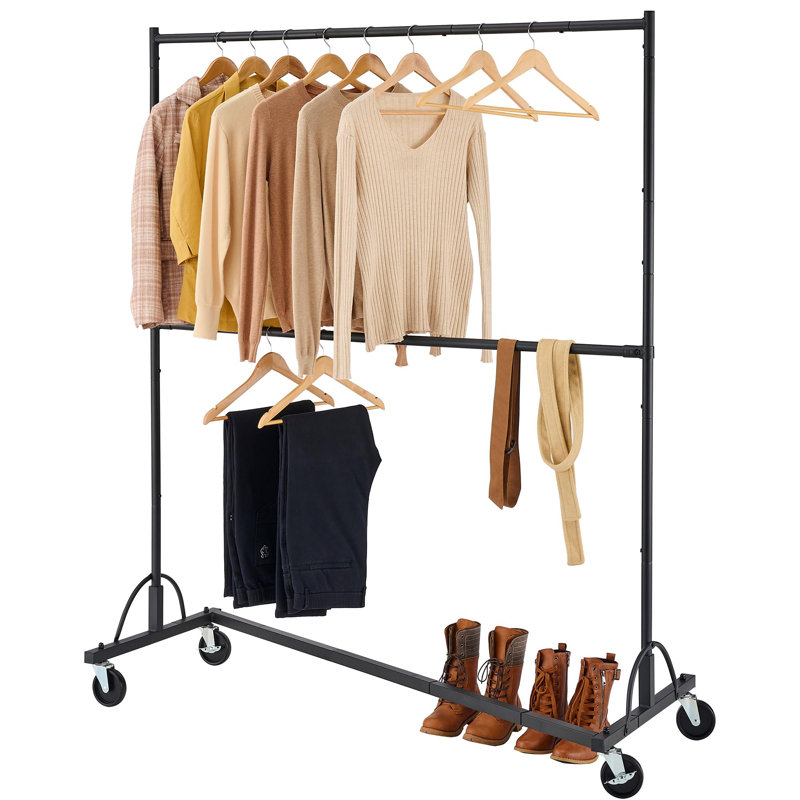 Rebrilliant Nichalos 57.83" Iron Rolling Clothing Rack | Wayfair