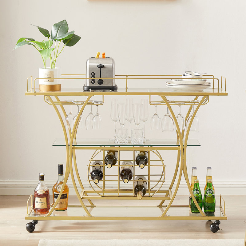 Everly Quinn 3-Layer Mobile Dining Car,Bar Cart. & Reviews | Wayfair