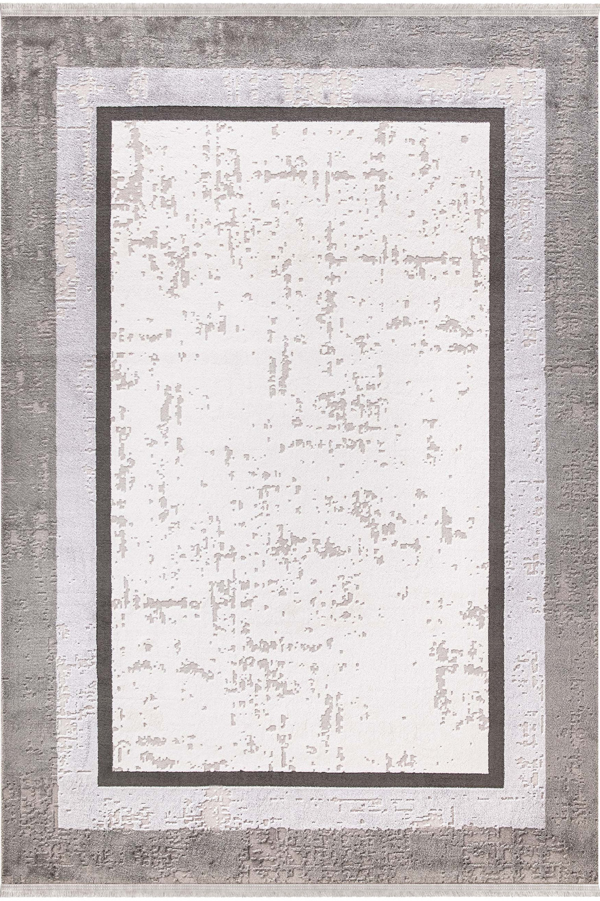 Orren Ellis Acencion Geometric Design Grey Carpet Machine Made Acrylic ...