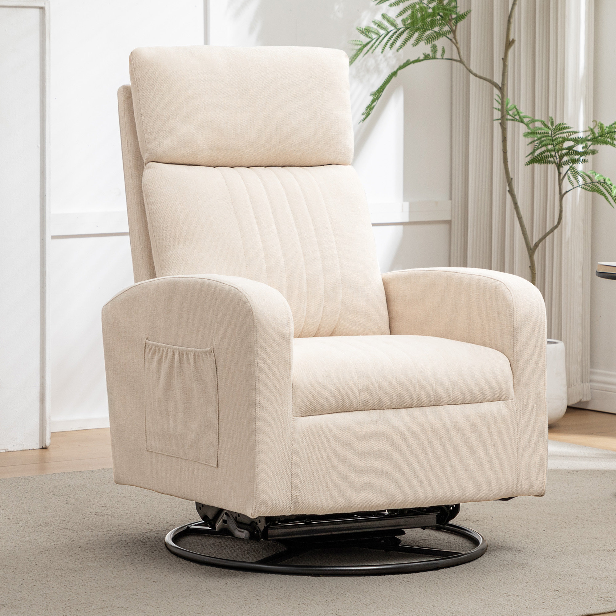 Ebern Designs Rosemarie 28" Swivel Rocker Glider Nursery Chair ...