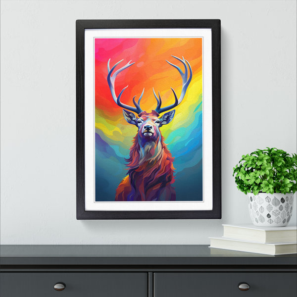 Alpen Home Stag Colour Field - Single Picture Frame Print on Wood ...