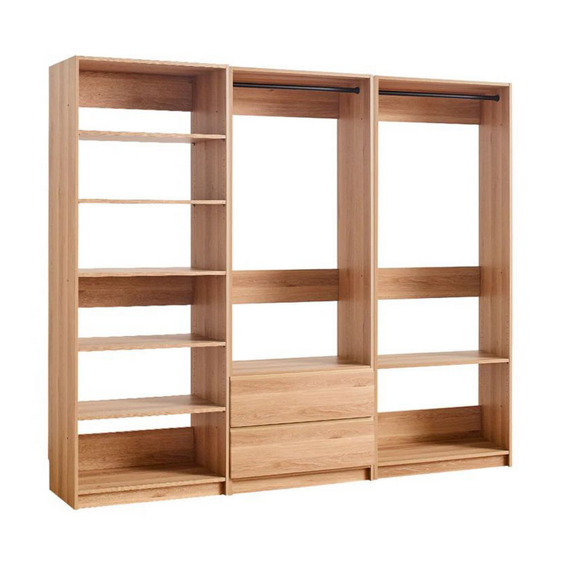 Benjara Dee Modular Closet System, 2 Clothing Racks, 2 Drawers, 6 Shelf ...