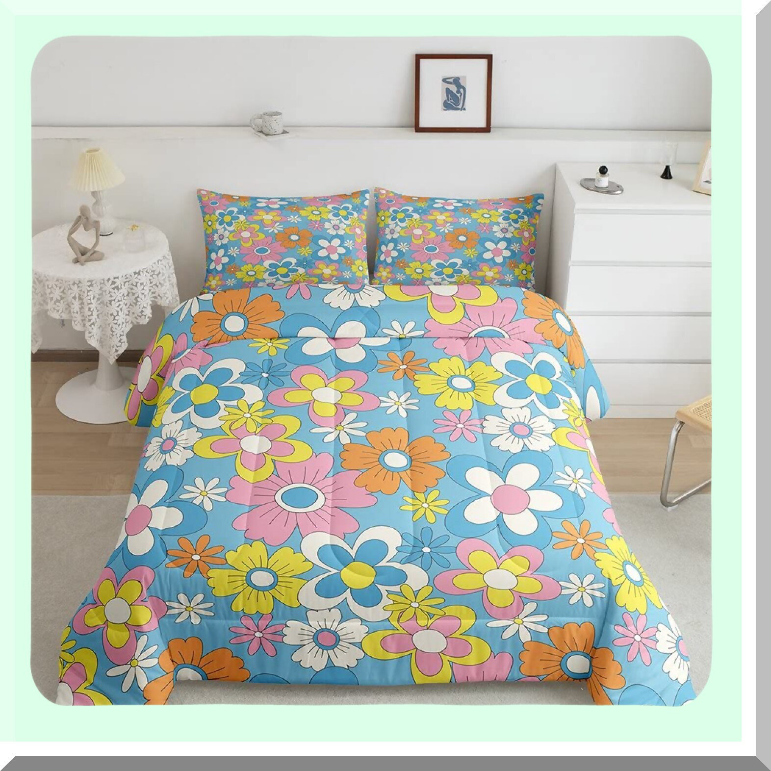 East Urban Home Psychedelic Blossom Comforter Set - Retro 60s 70s ...