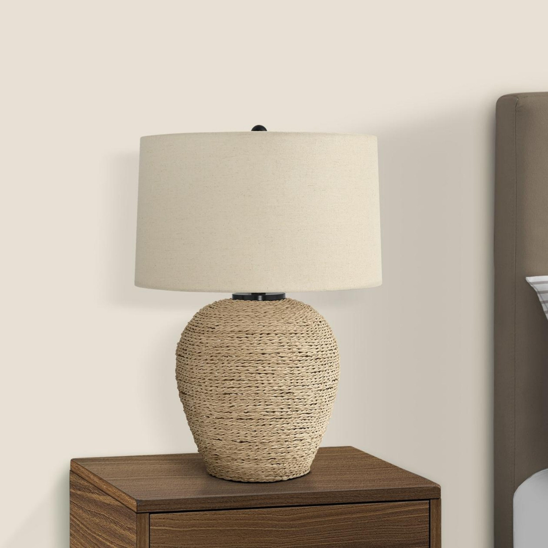 Bayou Breeze Lighting, 25"h, Table Lamp, Wicker/Rattan, Beige Shade ...