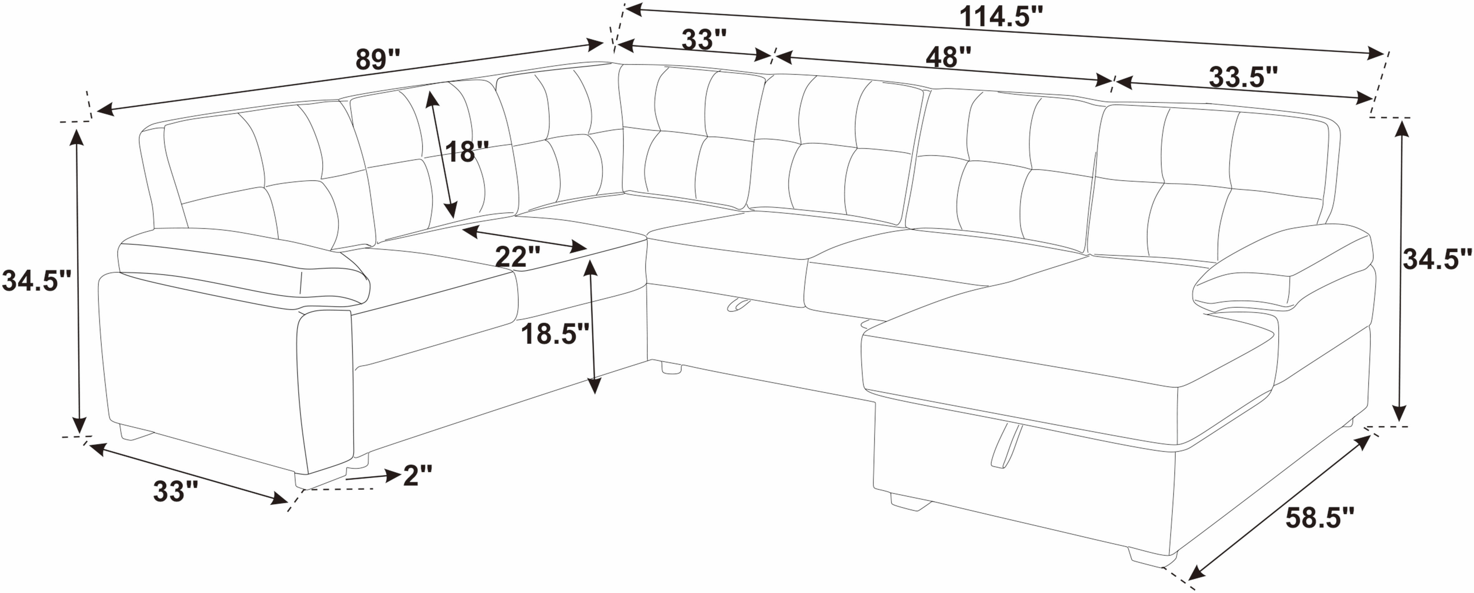 Latitude Run® Enns 114.5" Wide Left Hand Facing Sleeper Large Sectional ...