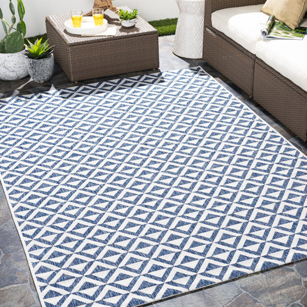 Corrigan Studio® Winfield Geometric Denim/Cream Area Rug | Wayfair