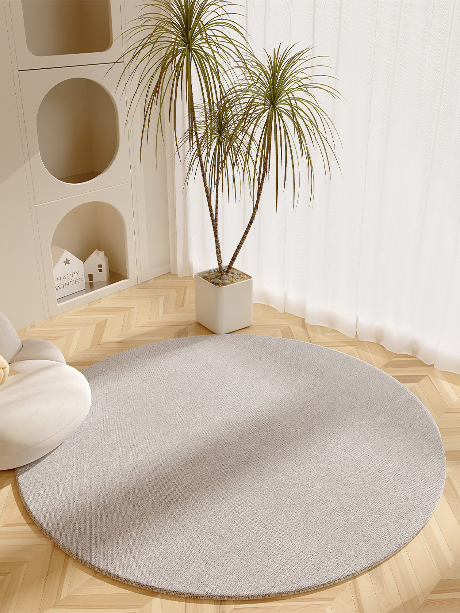 PURHOC Living Room Circular Carpet, Bedroom Swivel Chair, Small Floor ...