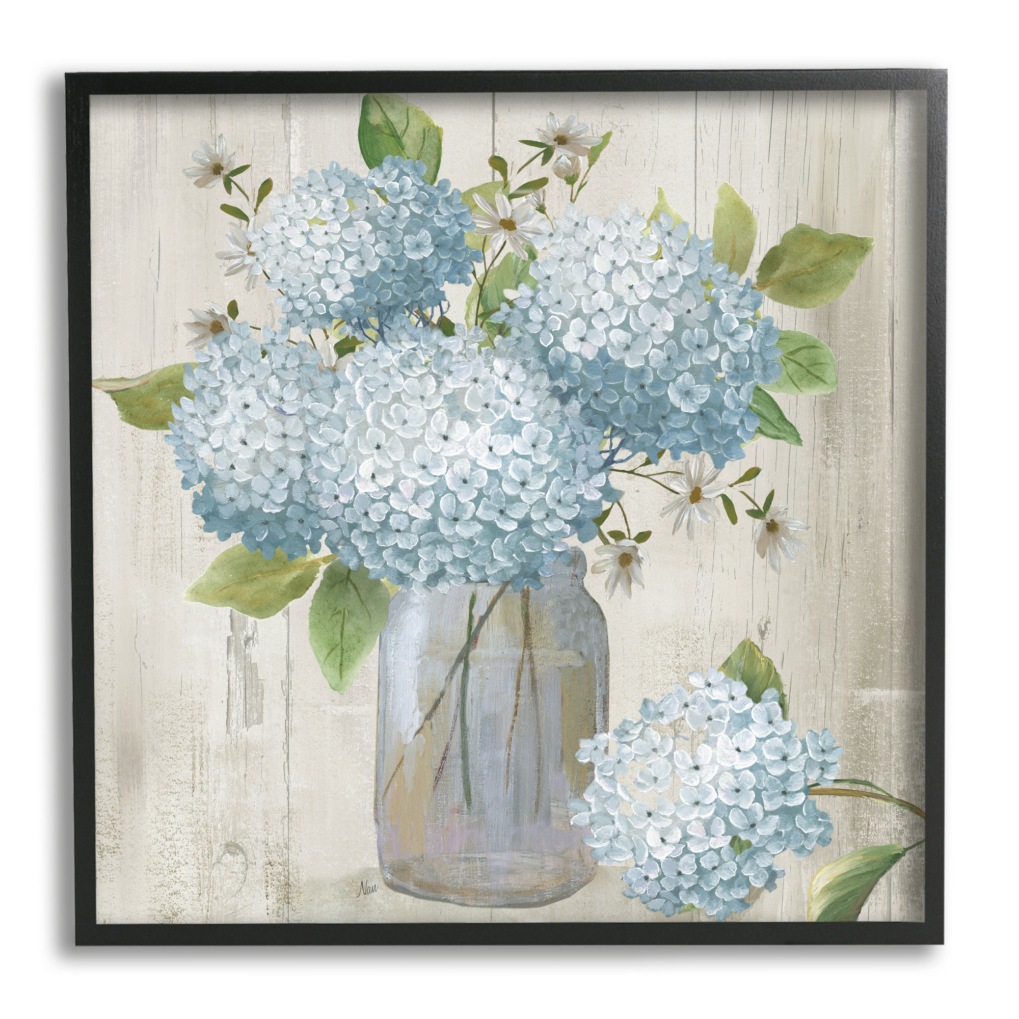 Stupell Industries Rustic Country Hydrangeas Framed On Wood by Nan ...