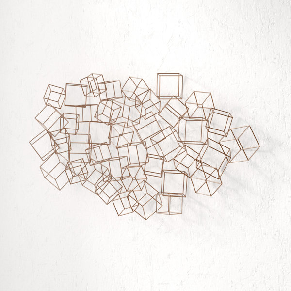 Mercury Row® Abstract and Geometric 3D Square Cubes Wall Décor ...