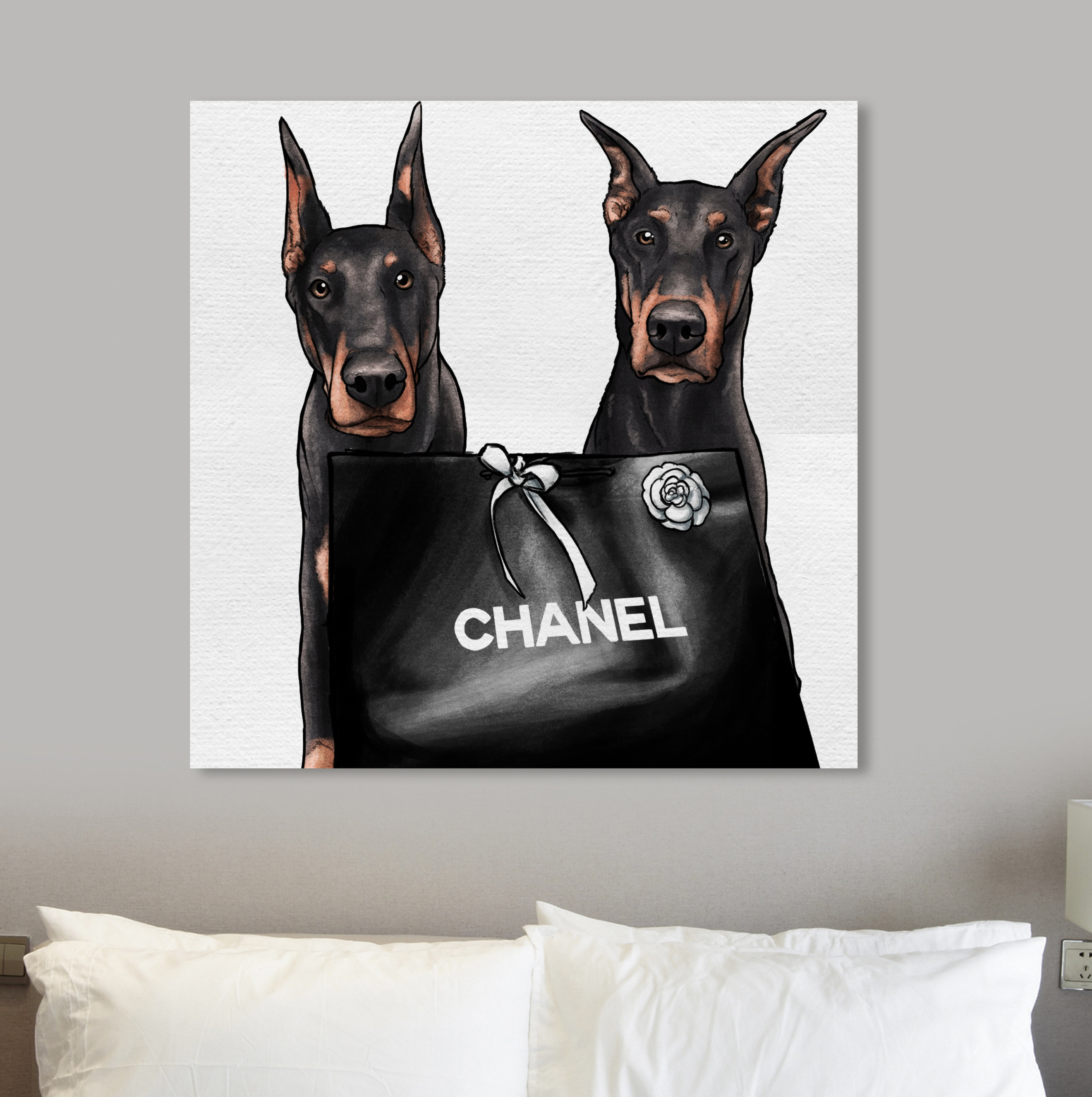 Art Remedy Dogs and Puppies 'Friendly Glam Duo' Print on Wrapped Canvas ...