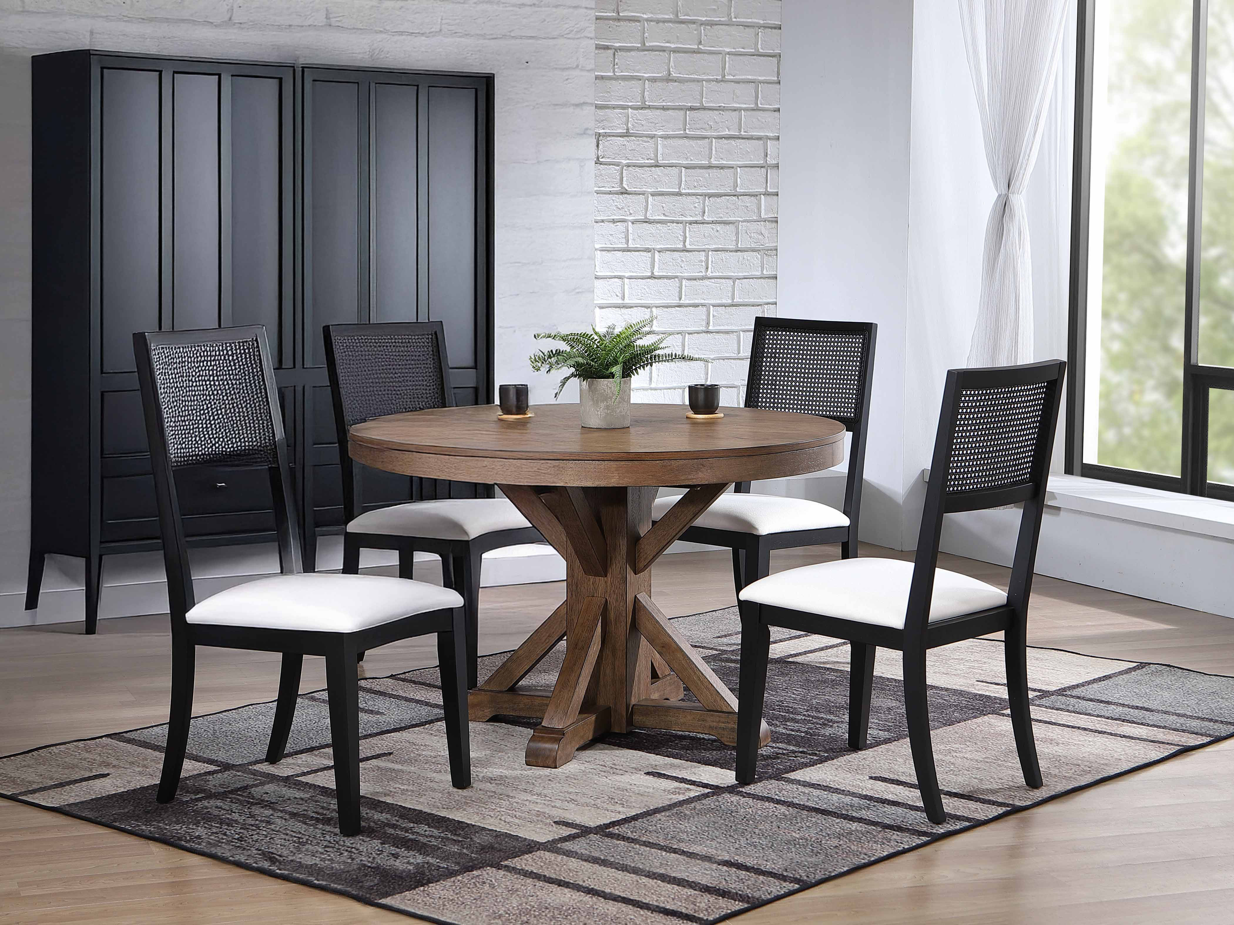 Lark Manor™ Cousar 45"X 45" Solid Top Wood Table in Black and Brown ...