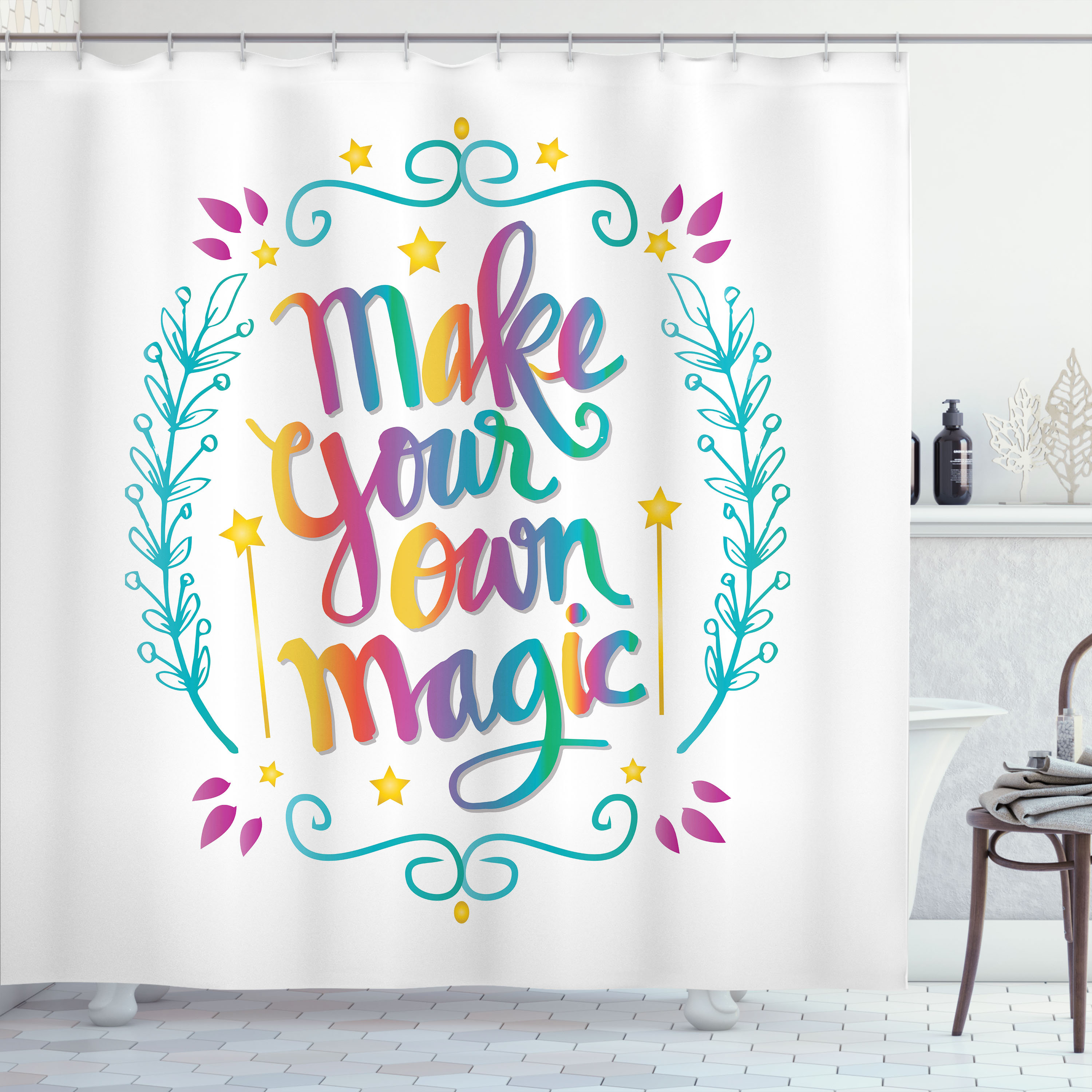 Latitude Run® Saying Shower Curtain Make Your Magic Message Multicolor | Wayfair