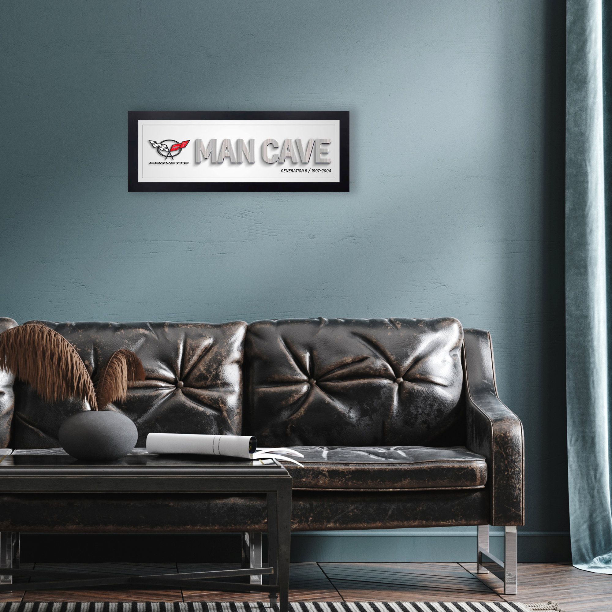 Second Story Collection Corvette Generation 5 Man Cave Framed On Paper ...