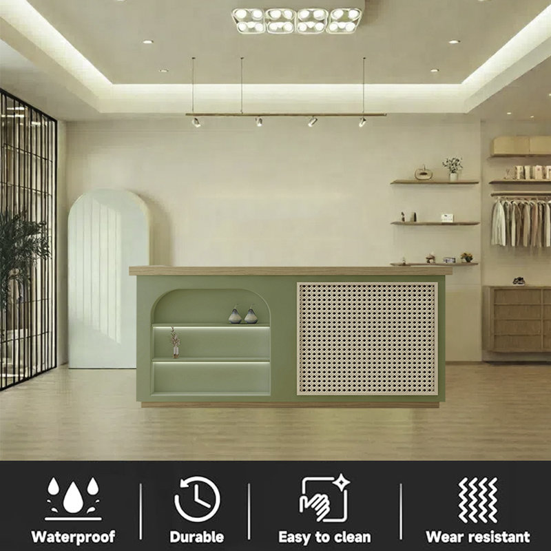 OX Art Reception Desk 86.61-inch Vintage Style Front Desk, Checkout ...