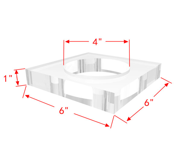 Ivy Bronx 6x6x1" Acrylic Riser with 4" Centre Hole, Paper Weight Clear ...