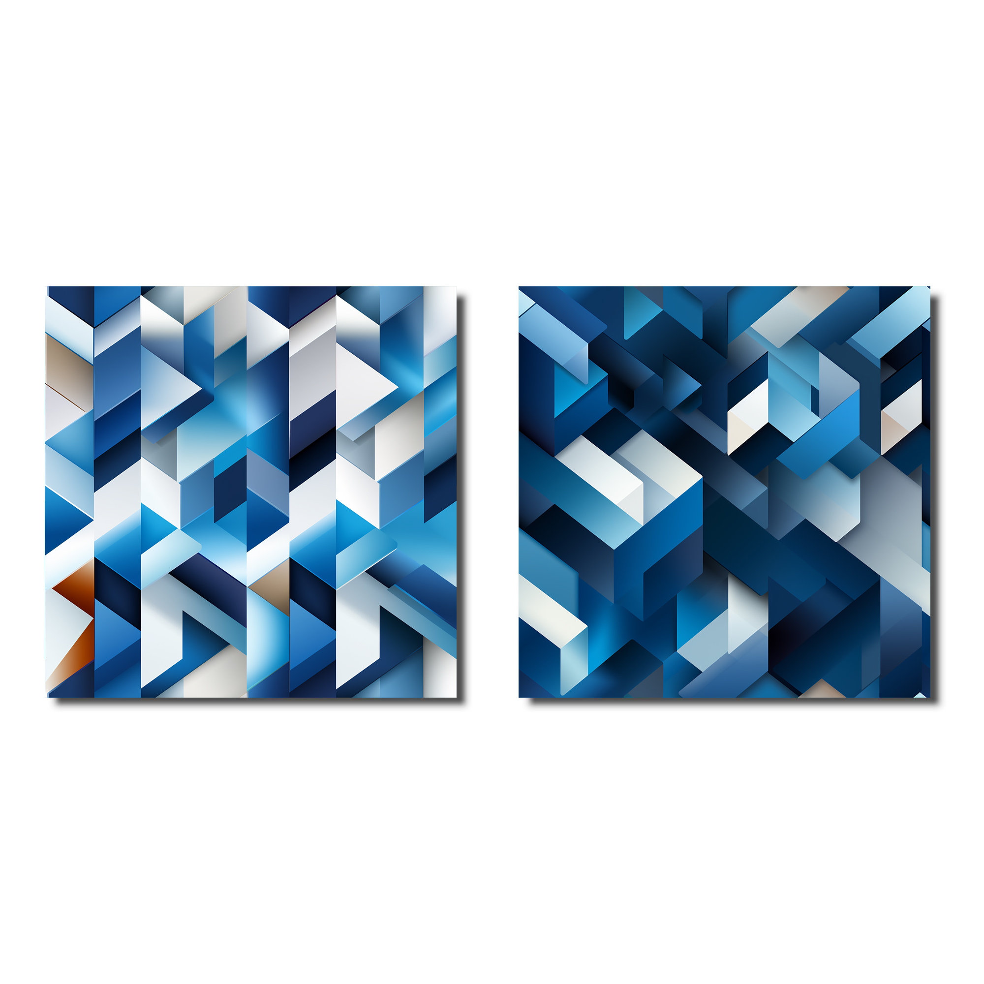 Design Art Minimalist White And Blue Polygons Geometric I - Abstract ...