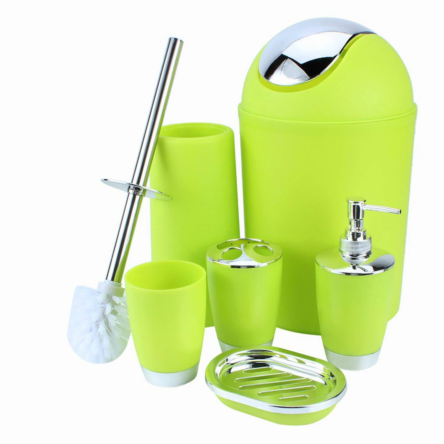 Dakota Fields EcoGreen 6-Piece Bathroom Set: Toothbrush Holder, Lotion Bottles, Plastic Cup ...