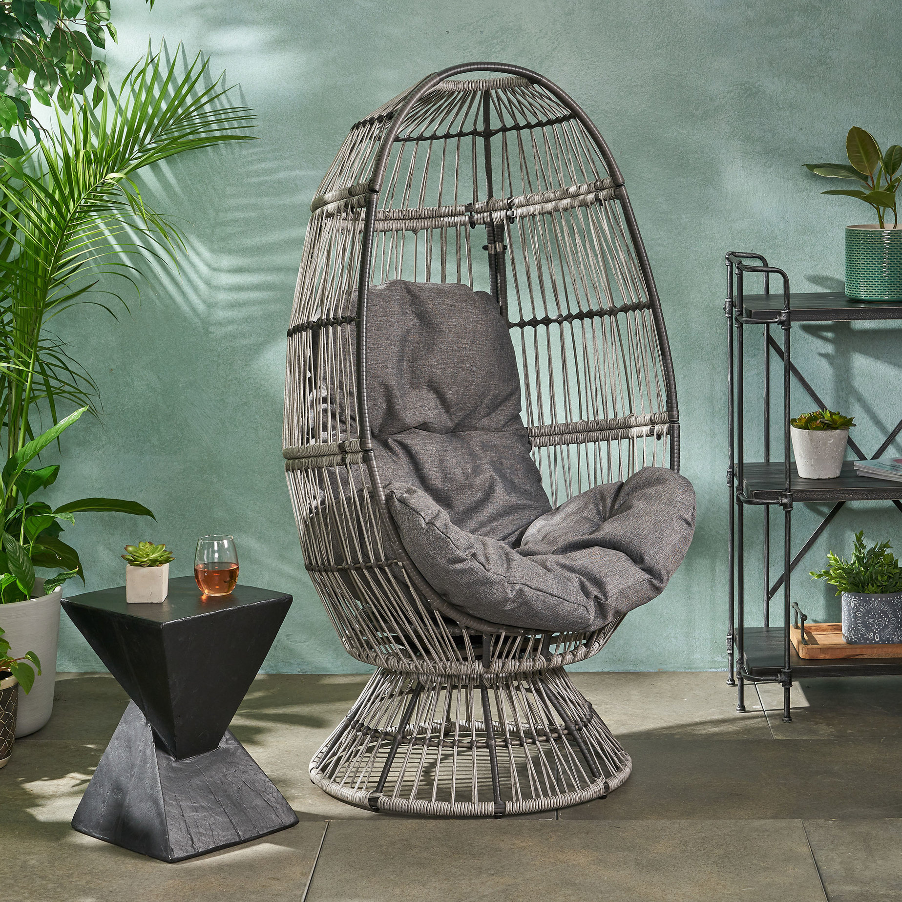 Hokku Designs Fashionable Outdoor Swivel Seat, Basket-style Design ...