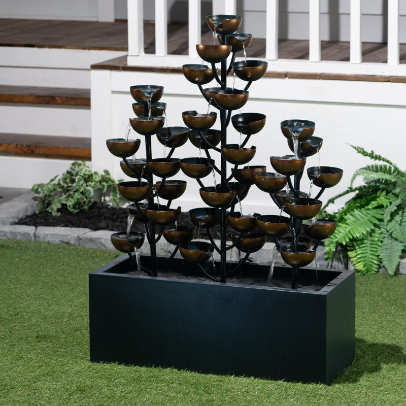 Hi-Line Gift Ltd. Multi Level Zinc Metal Tri-Stacked Cups Fountain ...