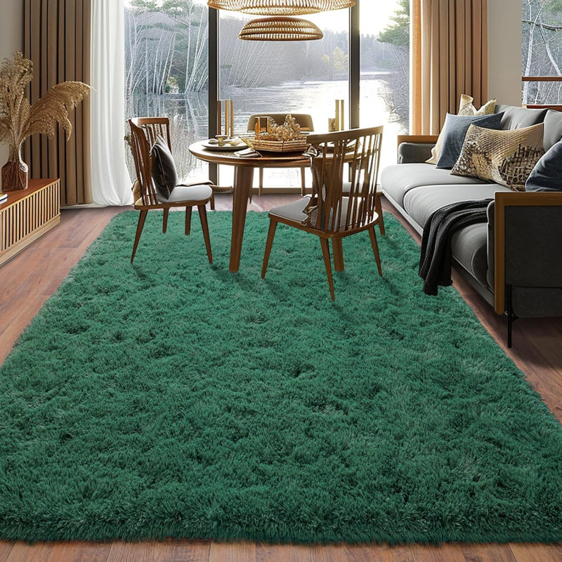 Everly Quinn 5X7 Modern Shag Dark Green Area Rugs | Wayfair