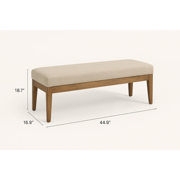 Gracie Oaks Upholstered Wooden Bench with Wooden Slider - Premium Bench ...