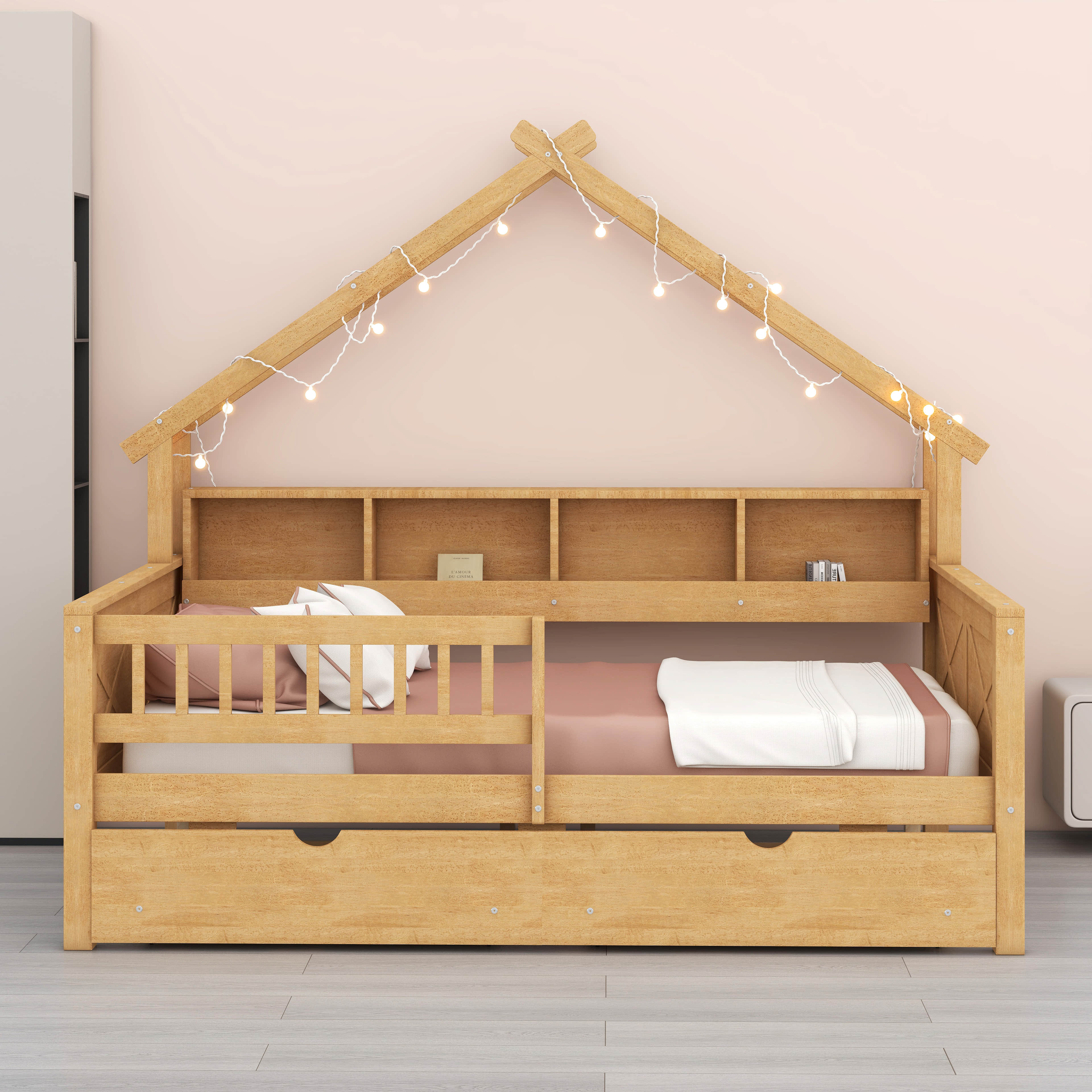 Ophelia & Co. Wood Full Size House Platform Bed: Equipped With LED ...