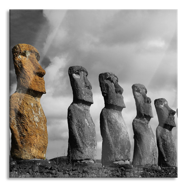 Union Rustic Beautiful Moai Statues - No Frame Print on Glass | Wayfair ...