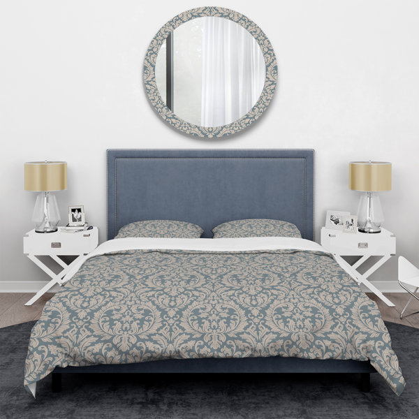 DesignArt Grey Damask Damask Duvet Cover Set - Wayfair Canada