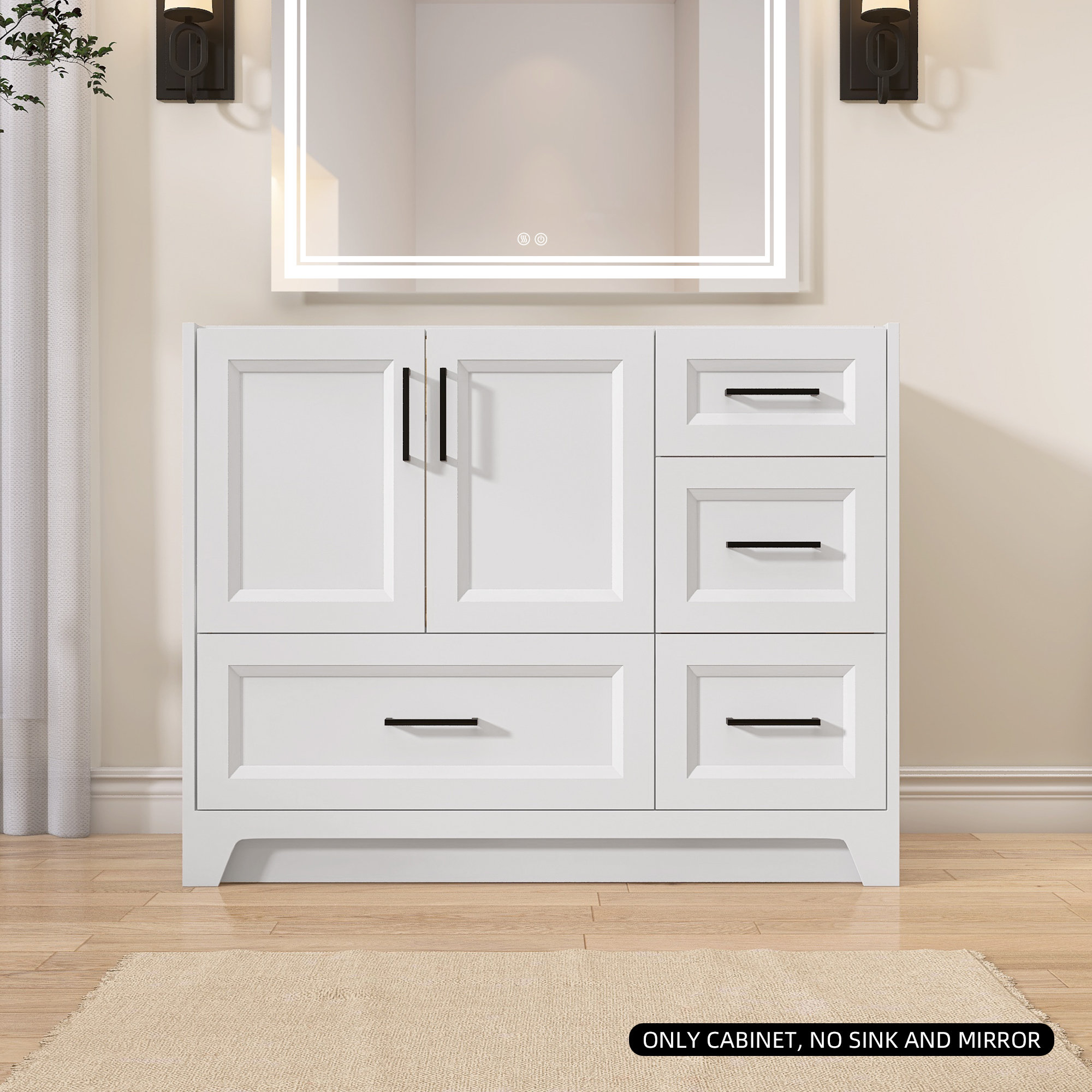 Ogonbrick Bathroom Vanity Base Solid Wood 42'' Single Bathroom Vanity ...