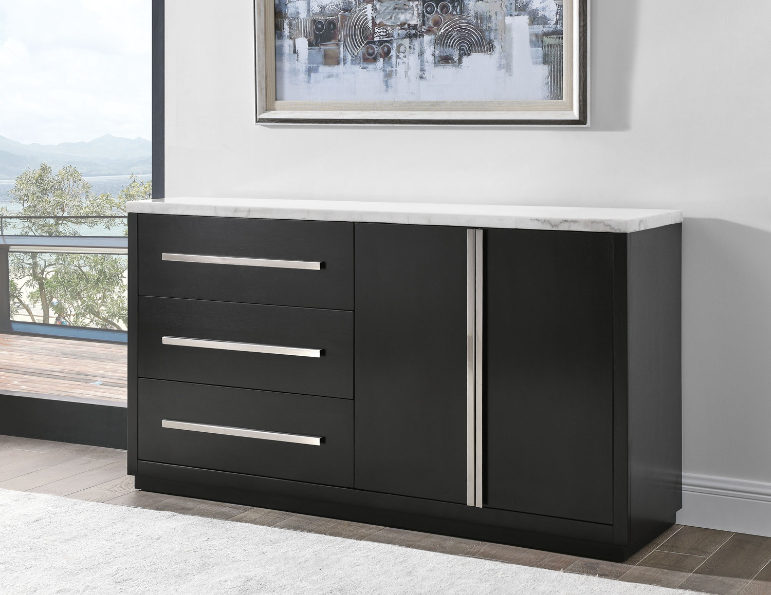 Latitude Run® Camila - Gray Marble Top Server - Dark Gray | Wayfair