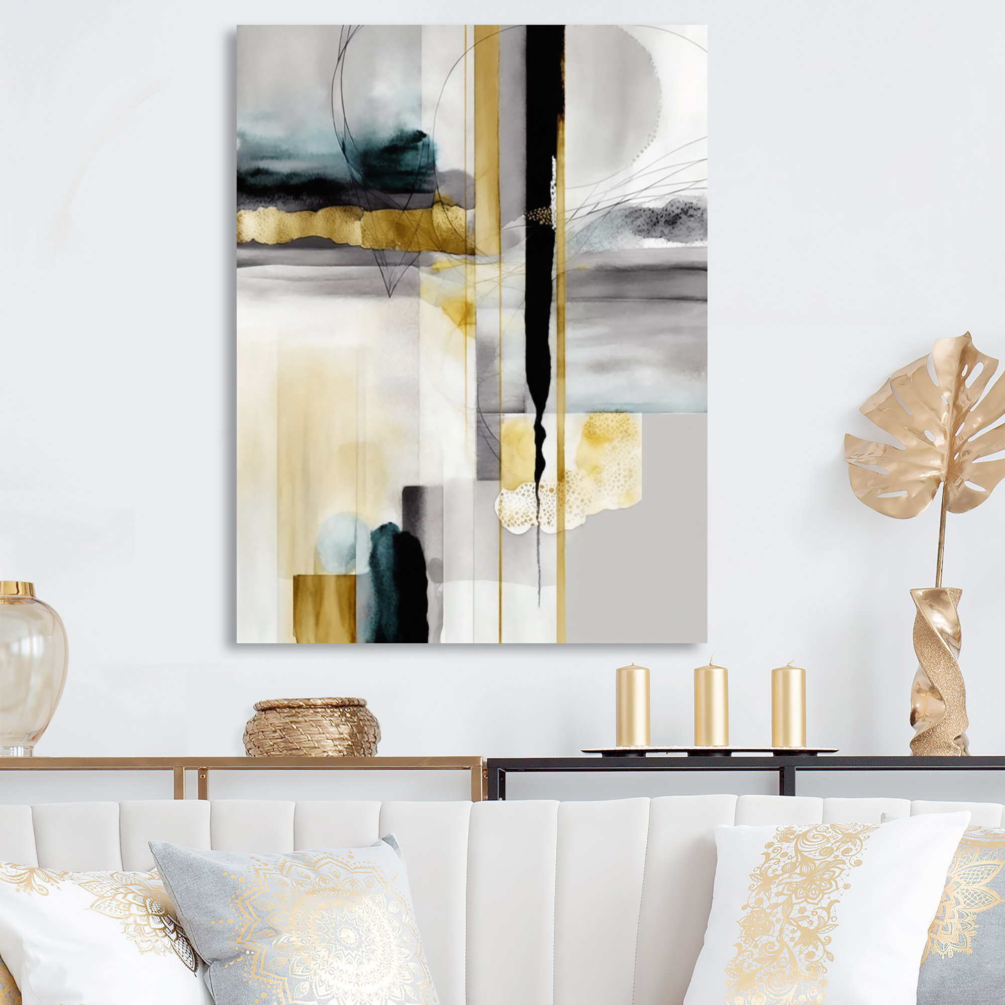 Everly Quinn Abstract Transitional Shapes Black IV - Print on Canvas ...