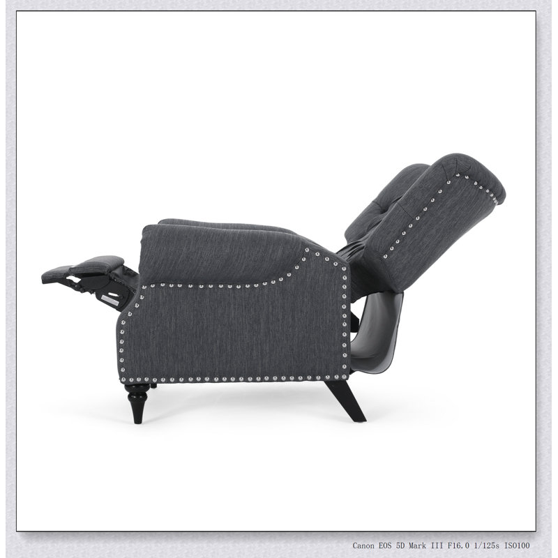 Astoria Grand Classic Style Charcoal Fabric Push Back Chair | Wayfair