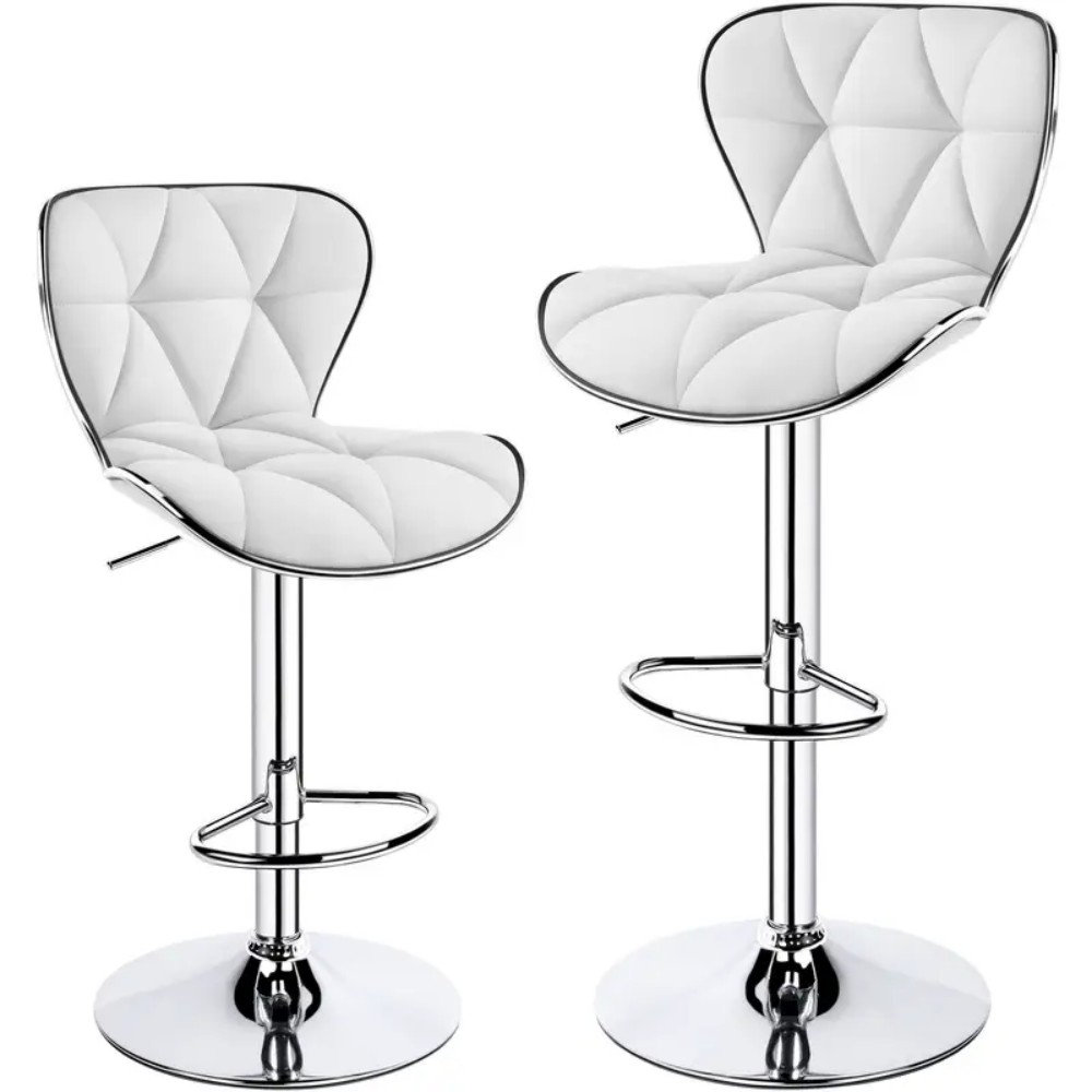 Ivy Bronx 2Pcs Swivel Bar Stools Adjustable PU Leather Bar Stools Set ...