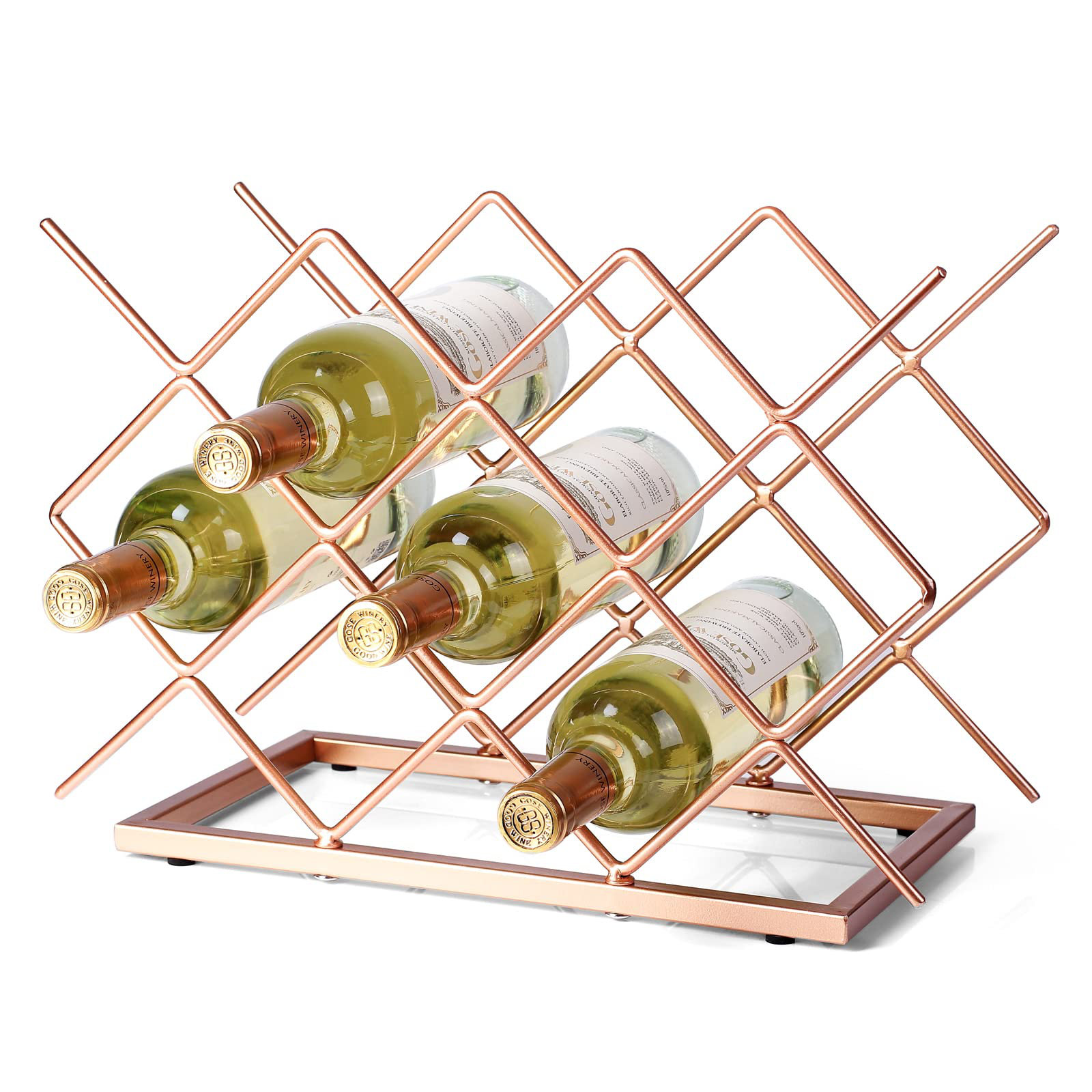 Mercer41 Countertop Wine Rack - Freestanding Modern Metal Small Wine ...