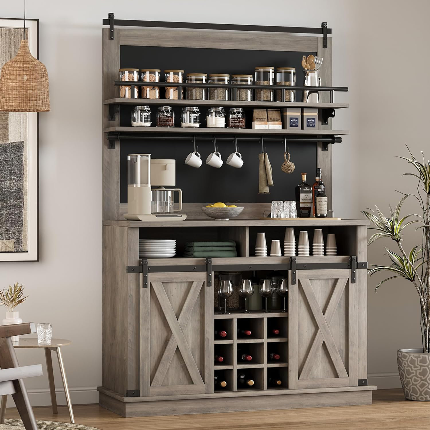 Ophelia & Co. Bar Cabinet 75" Tall Coffee Hutch, Large Kitchens ...