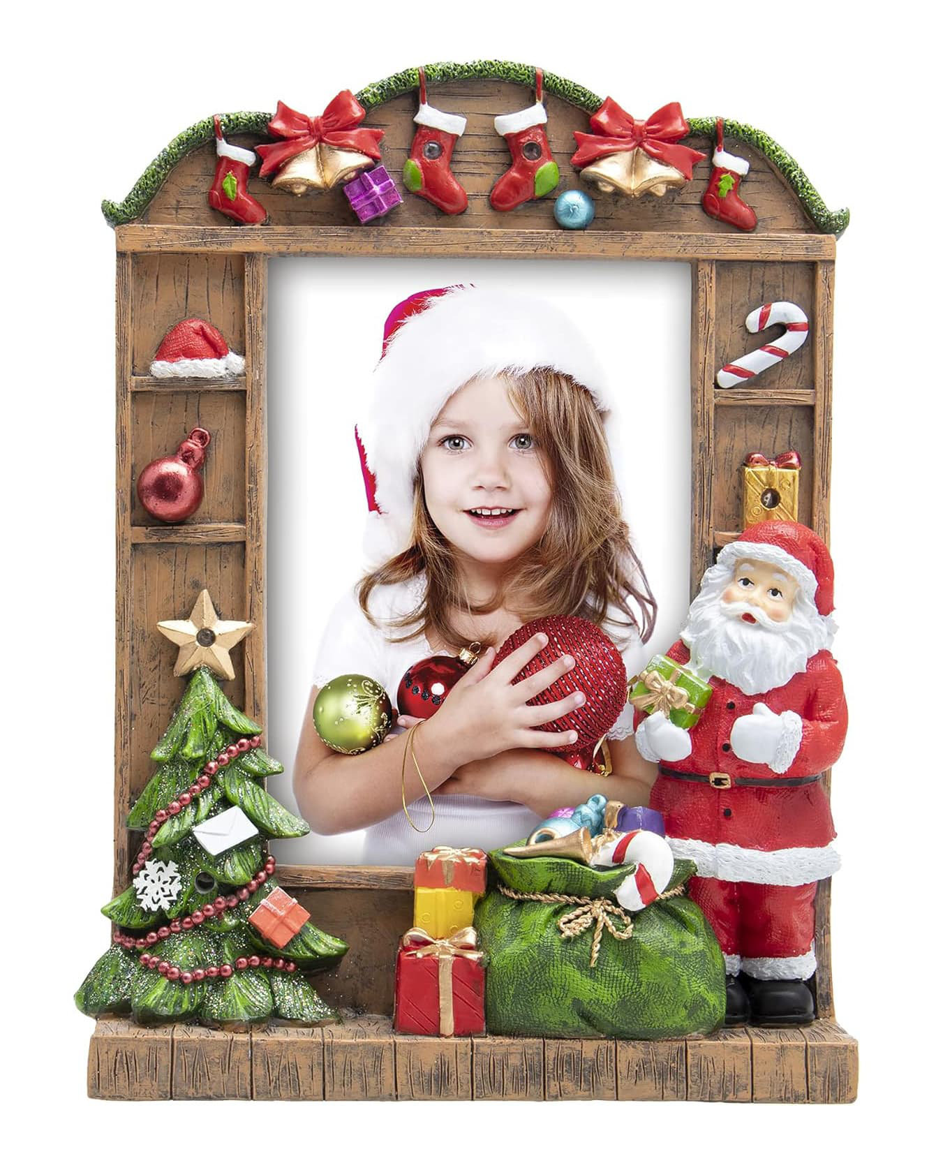 The Holiday Aisle® Light Up 5x7 Santa Christmas Resin Photo Frame ...