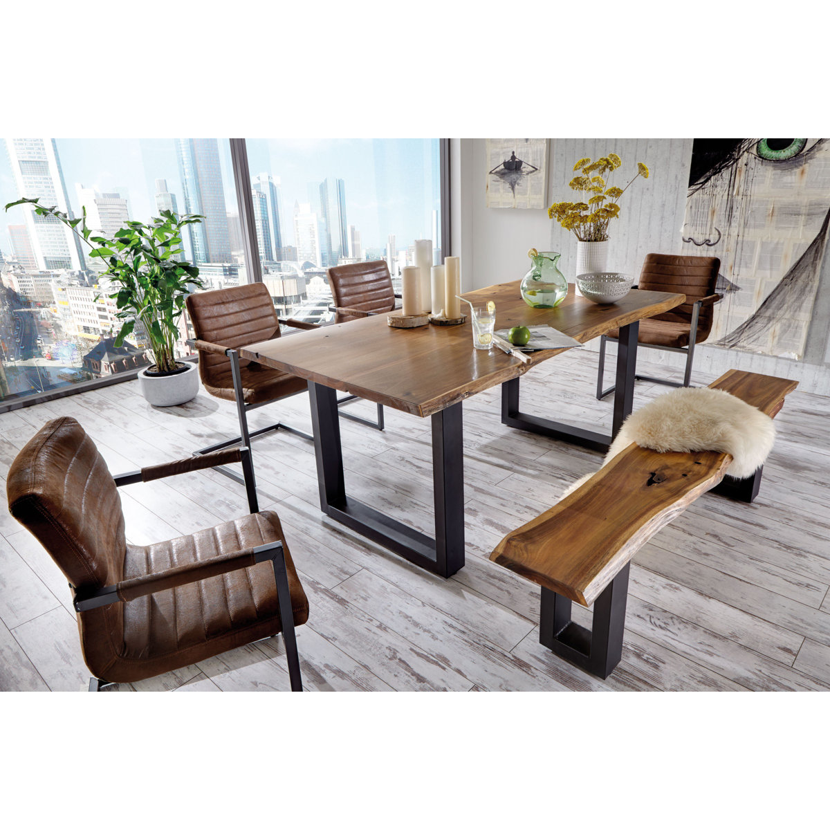 Union Rustic Lemay Iron Trestle Dining Table & Reviews | Wayfair
